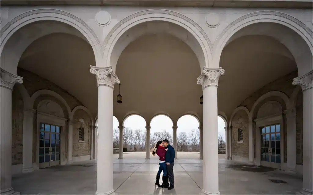 Ault Park Cincinnati Snow Engagement | Ashley + Daniel